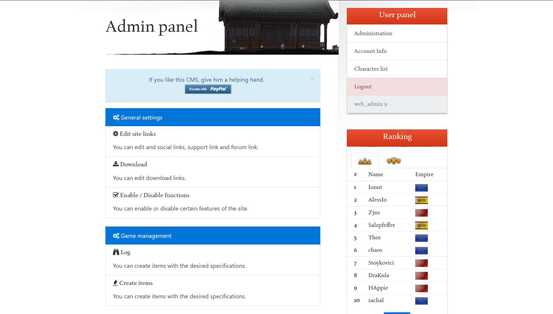 Metin2CMS v2.12 - Web Development & Scripts / Systems - Metin2Dev | M2Dev