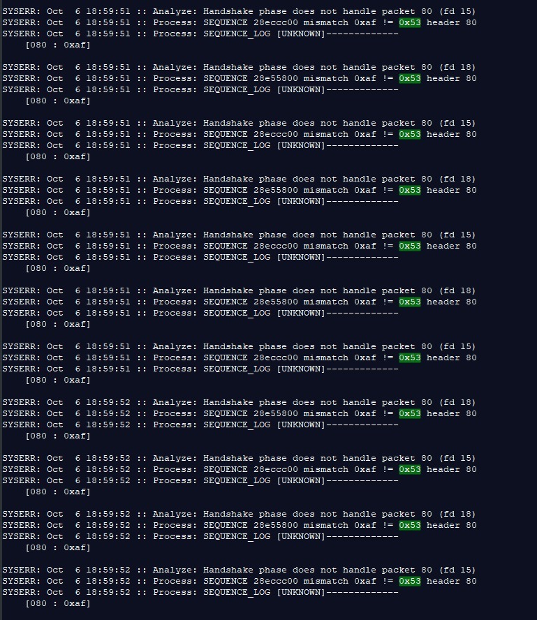 HANDSHAKE PHASE DOES NOT HANDLE PACKET - ATACK HACK FLOOD AUTH CHANNEL ...