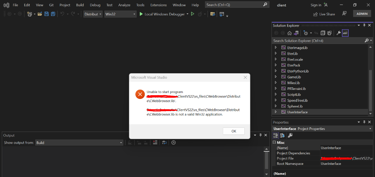Client Debugging Error Vs2022 Community Support Questions