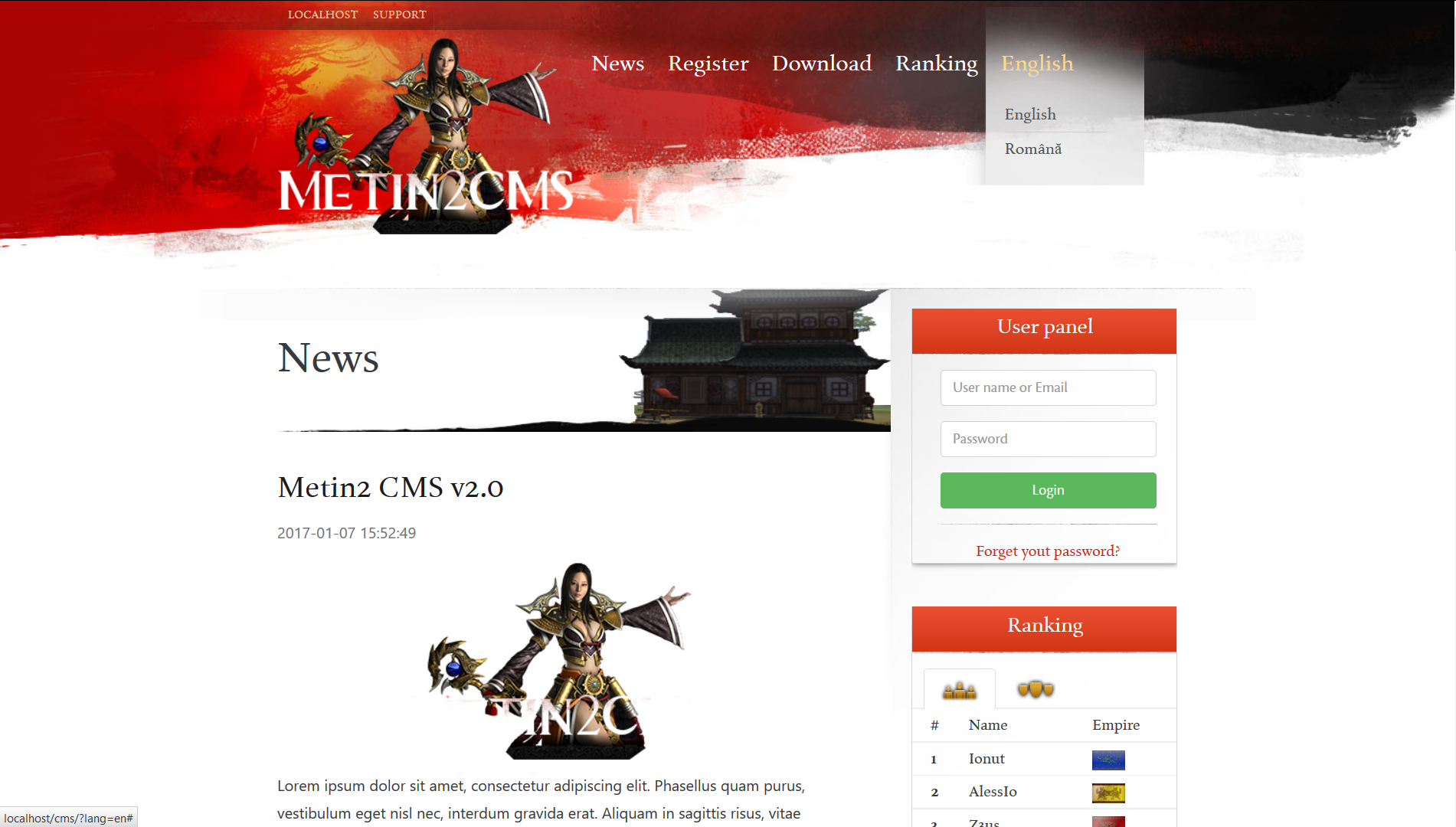 Metin2CMS v2.12 - Web Development & Scripts / Systems - Metin2Dev | M2Dev